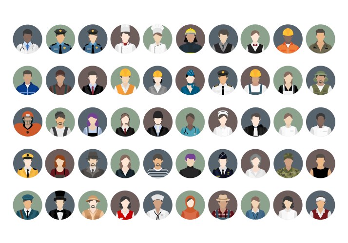 Flat businessmen round avatars big collection Vector Image