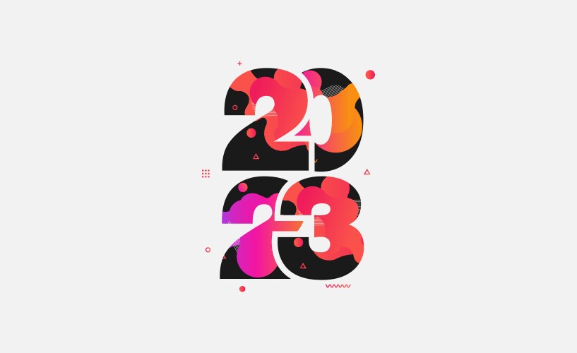 Abstract liquid shapes design with number 2023 Vector Image