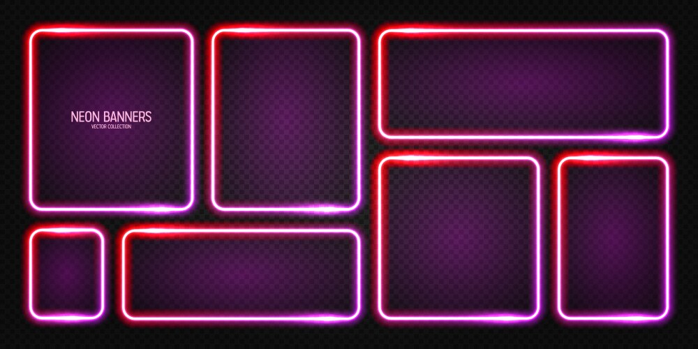 Glowing neon banners illuminated colorful square Vector Image