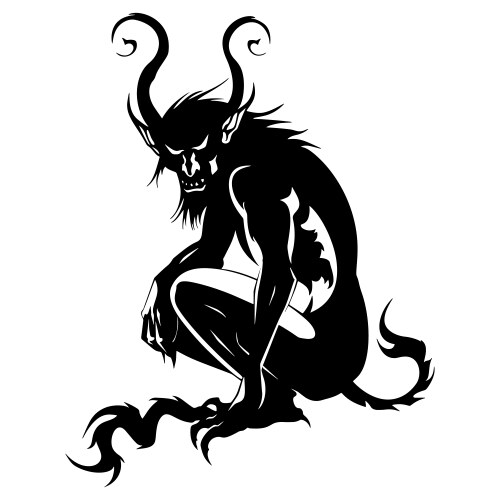 Black and white horned devil head silhouette Vector Image