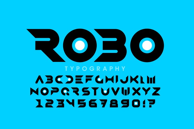 Futuristic style font Royalty Free Vector Image