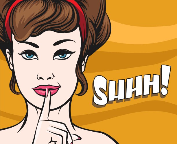 Lips hush silence finger gesture Royalty Free Vector Image