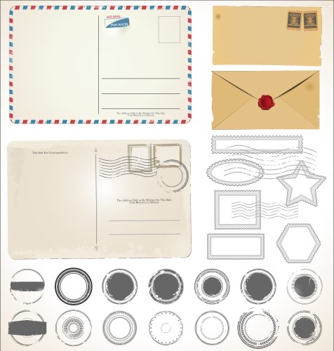 Set of post stamp symbols Royalty Free Vector Image