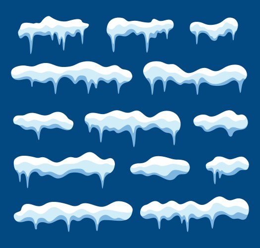 Snow cap ice set winter design snowy icicle roof Vector Image