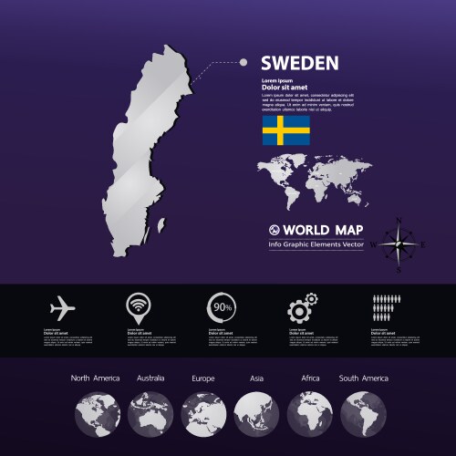 Template map outline sweden on radar Royalty Free Vector