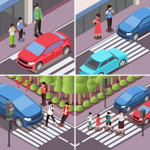 Road rules compositions set Royalty Free Vector Image