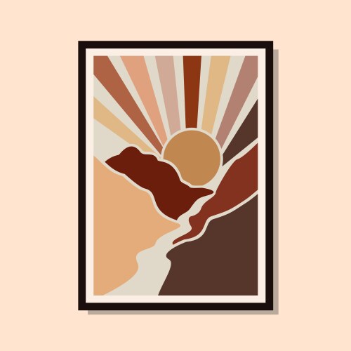 Landscape art boho template Royalty Free Vector Image