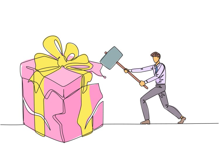 Single one line drawing businessman preparing Vector Image