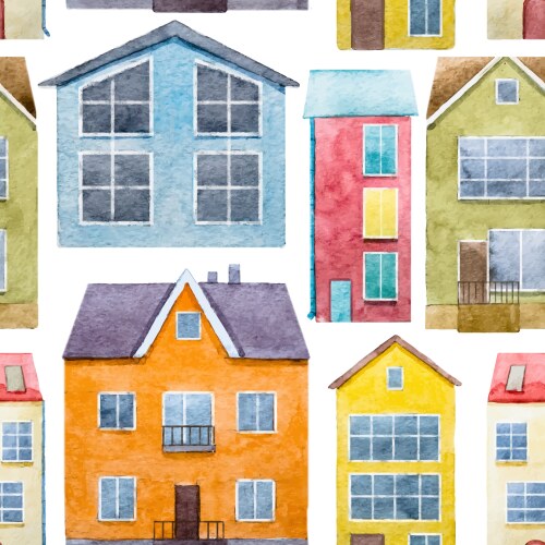 Watercolor hand drawn houses Royalty Free Vector Image