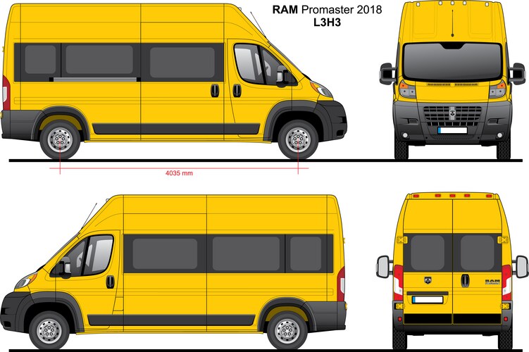 Ram promaster cargo delivery van l2h1 2023 Vector Image