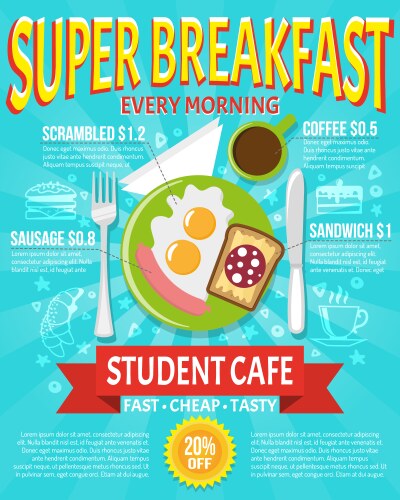 Vintage Breakfast Poster Royalty Free Vector Image
