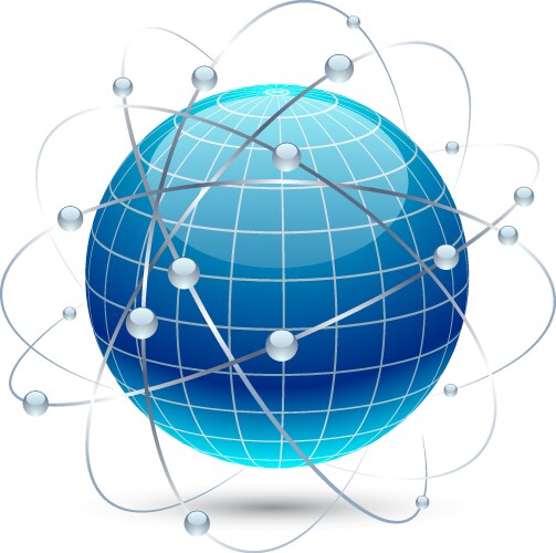 Globe icon with satellites Royalty Free Vector Image