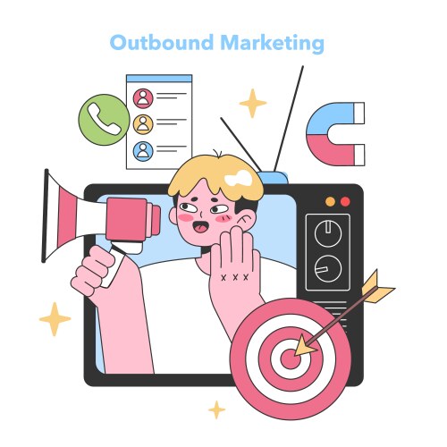 Outbound marketing concept flat Royalty Free Vector Image