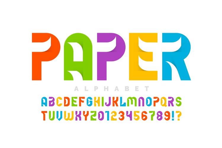 Paper style font design Royalty Free Vector Image