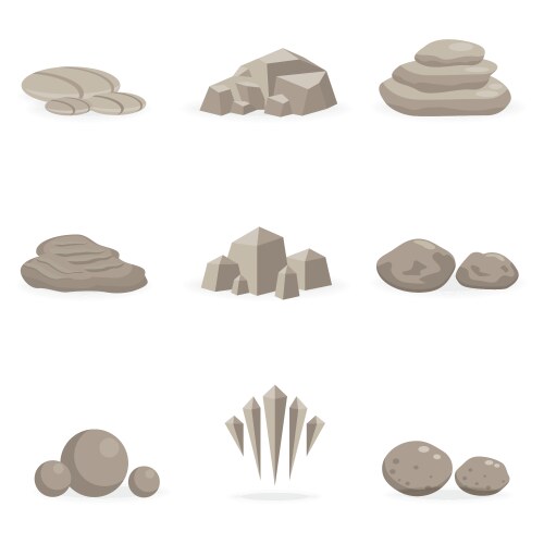 Stone rock set cartoon Royalty Free Vector Image