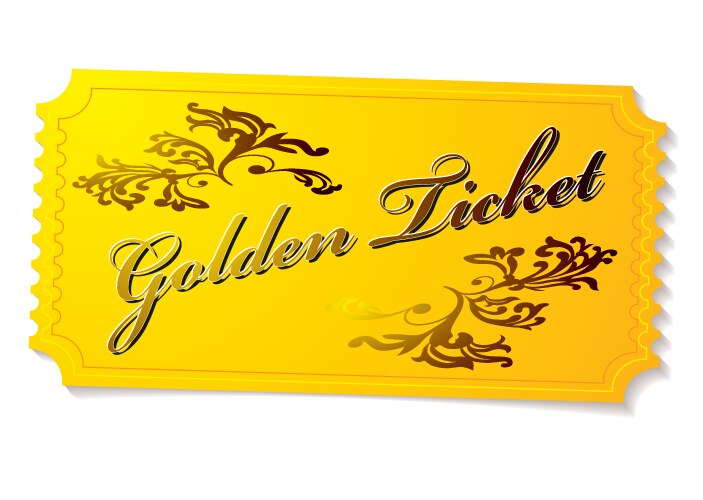 Gold ticket Royalty Free Vector Image - VectorStock