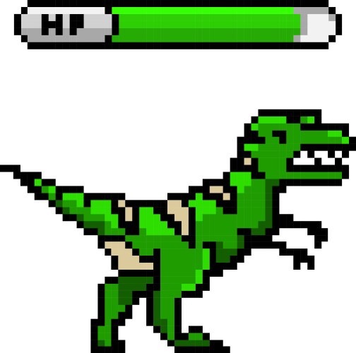 Pixel art dinosaur icon isolated on white Vector Image