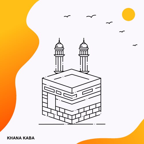 Arabian moslem kaba mecca with modern cartoon Vector Image