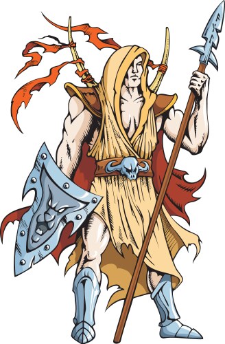 Fantasy warrior with sword Royalty Free Vector Image