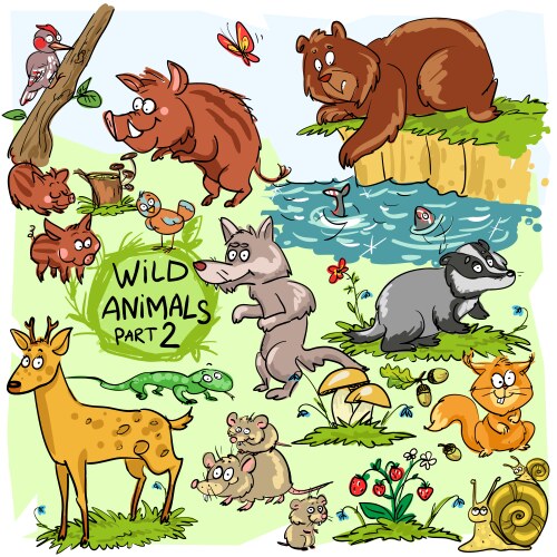 Hand-drawn wild animals collection Royalty Free Vector Image