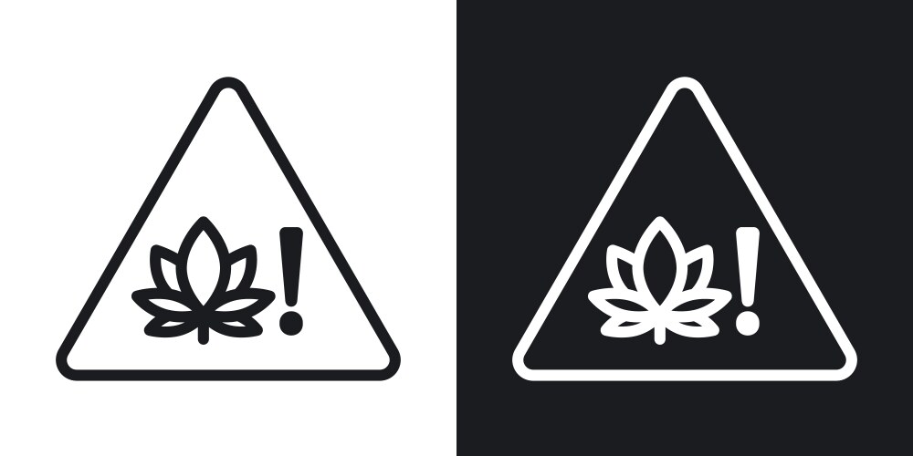 Cannabis packaging warning sign icon set Vector Image