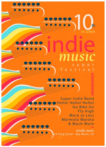 Hand drawn indie music poster template Royalty Free Vector