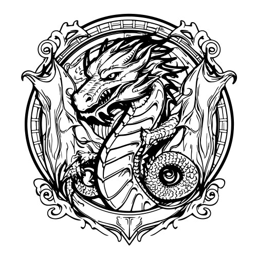 Image of a heraldic shield with dragon Royalty Free Vector