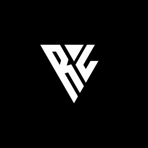 Rl logo with triangle shape and circle Royalty Free Vector