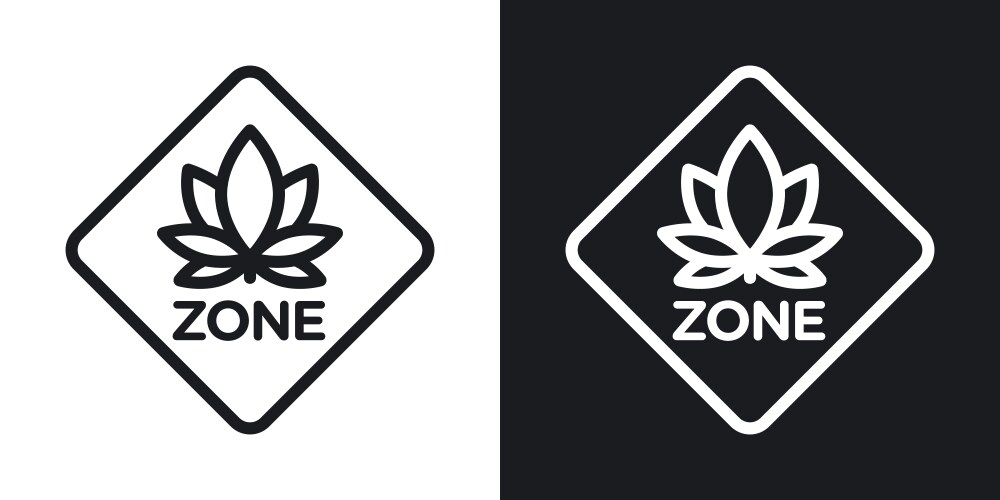 Cannabis zone traffic sign icon set designated Vector Image