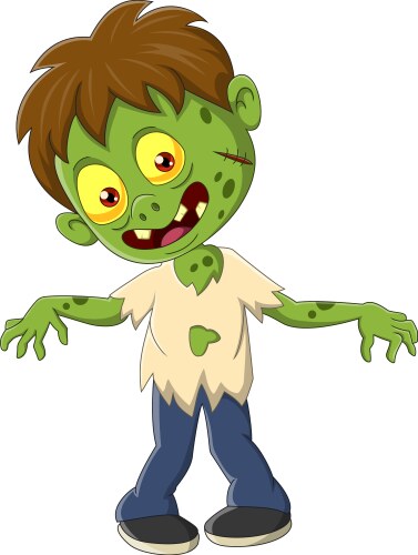 Cartoon zombie stand waving on white background Vector Image