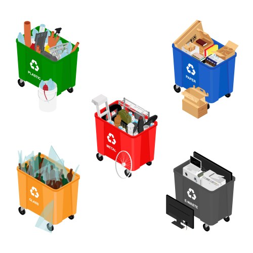 Isometric 3d garbage landfill bulldozer trash Vector Image