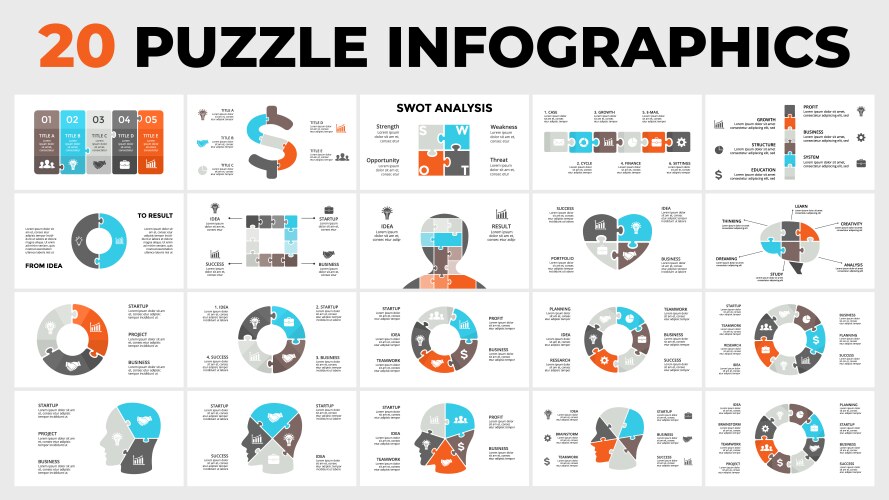 Circle Puzzle Infographic Template for Diagram Vector Images (over 1,000)