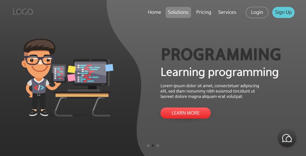 Programming webpage template Royalty Free Vector Image