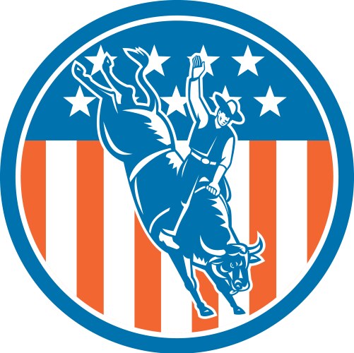 Rodeo cowboy texas longhorn bull Royalty Free Vector Image