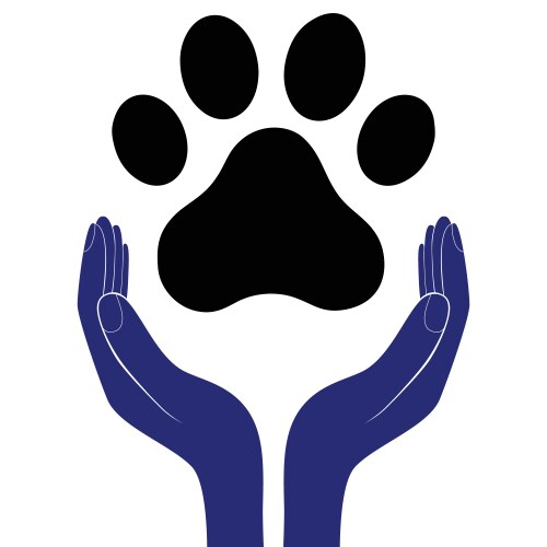 Dog Paw in Helping Hand Royalty Free Vector Image