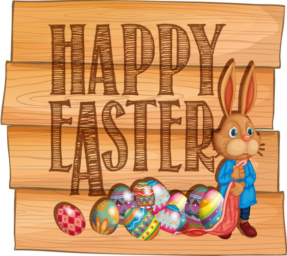 Happy easter with bunny and egg Royalty Free Vector Image