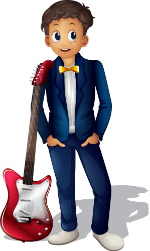 Boy musician standing child with flute kid Vector Image