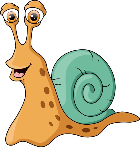 Cartoon funny snail eating a leaf Royalty Free Vector Image