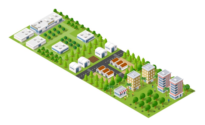 Isometric 3d park trees forest Royalty Free Vector Image