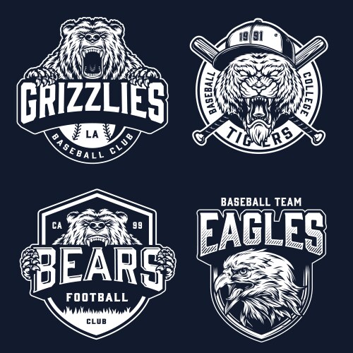 Vintage monochrome sport teams emblems set Vector Image