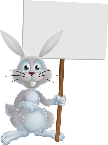 Cartoon bunny holding blank sign Royalty Free Vector Image