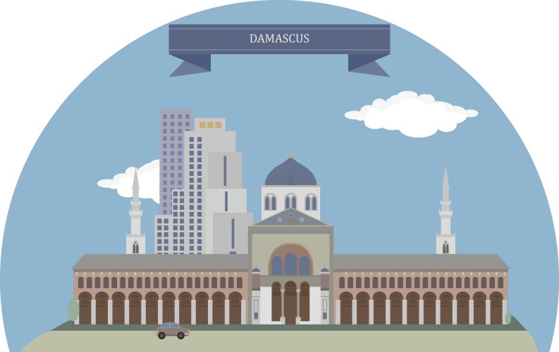 Damascus map detailed black of city Royalty Free Vector