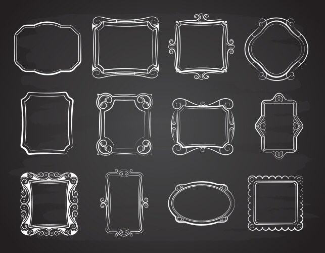 Simple doodle sketch square frames Royalty Free Vector Image