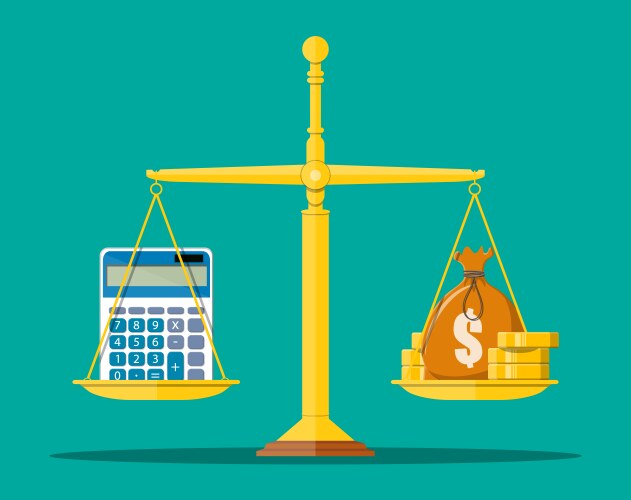 Balance scale with cash money Royalty Free Vector Image