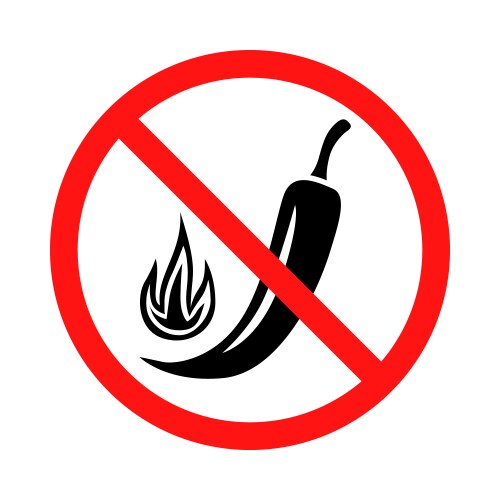 Hot and spicy chili pepper warning sign Royalty Free Vector