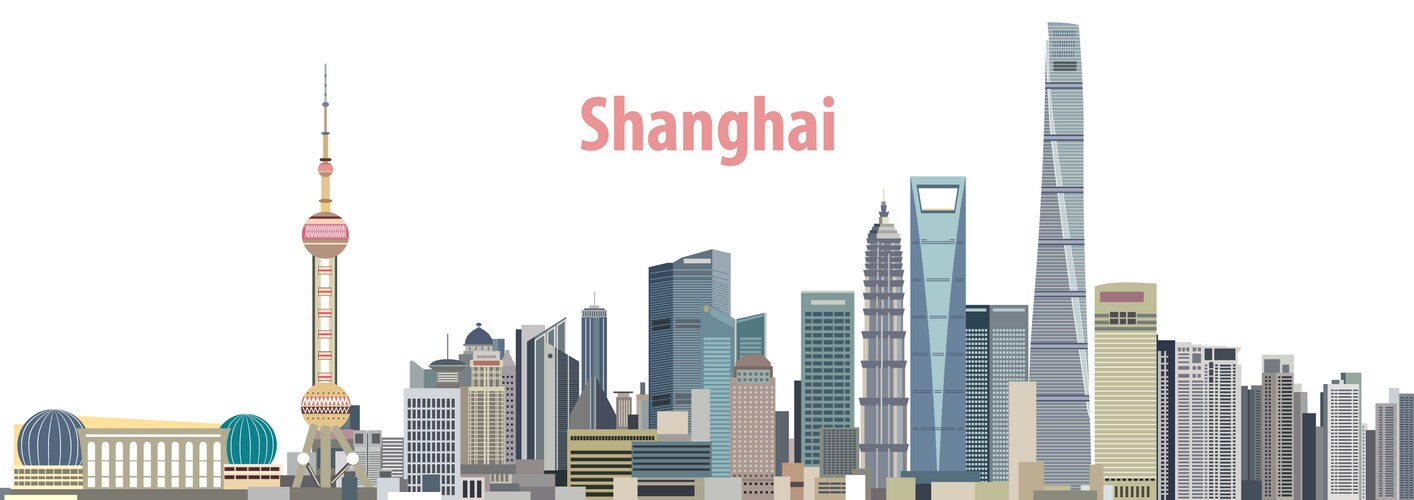 Shanghai city skyline Royalty Free Vector Image