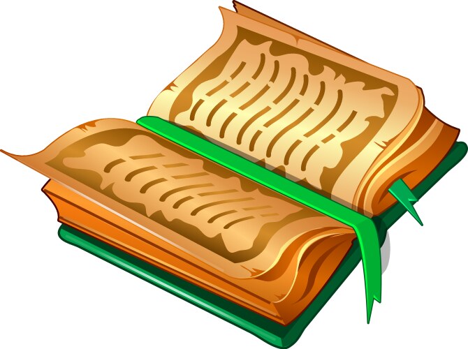 Ancient magic book in a gold cover with ruby gem Vector Image