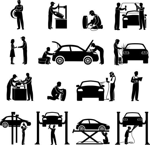 Mechanic workshop icons Royalty Free Vector Image