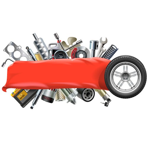 Banner with motorcycle spares Royalty Free Vector Image