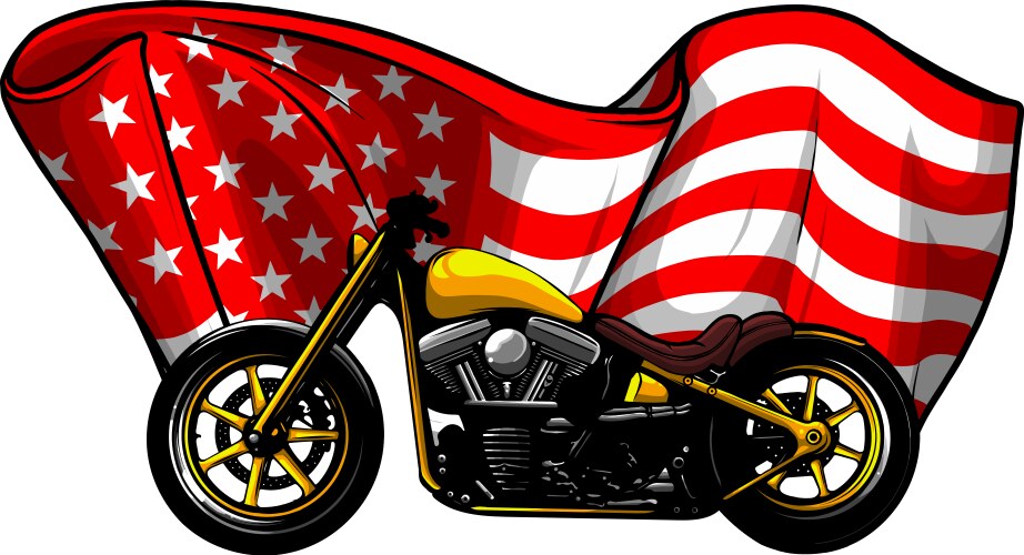 Chopper motorcycle with american flag Royalty Free Vector